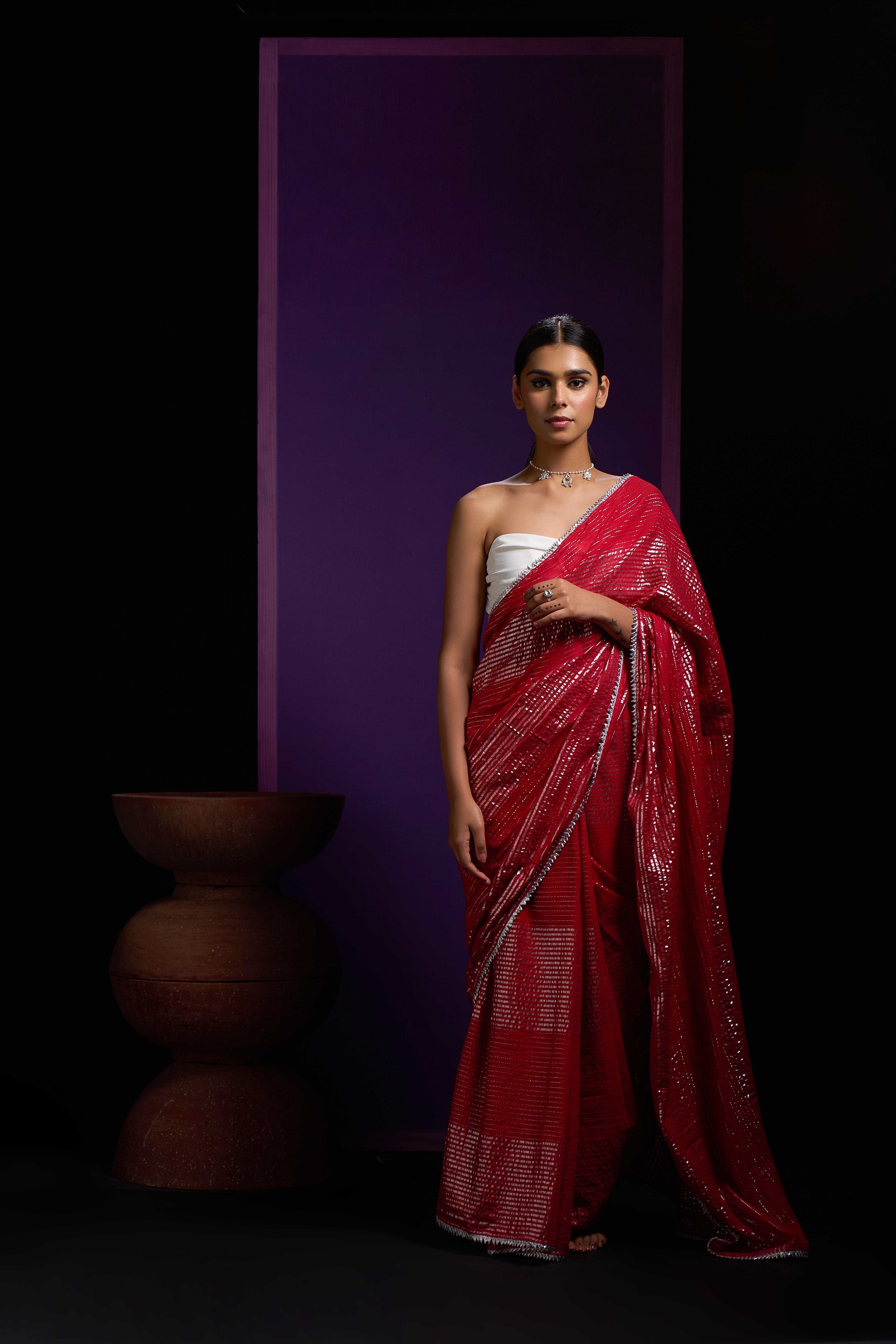 RED SHINE SAREE – HUMDUM