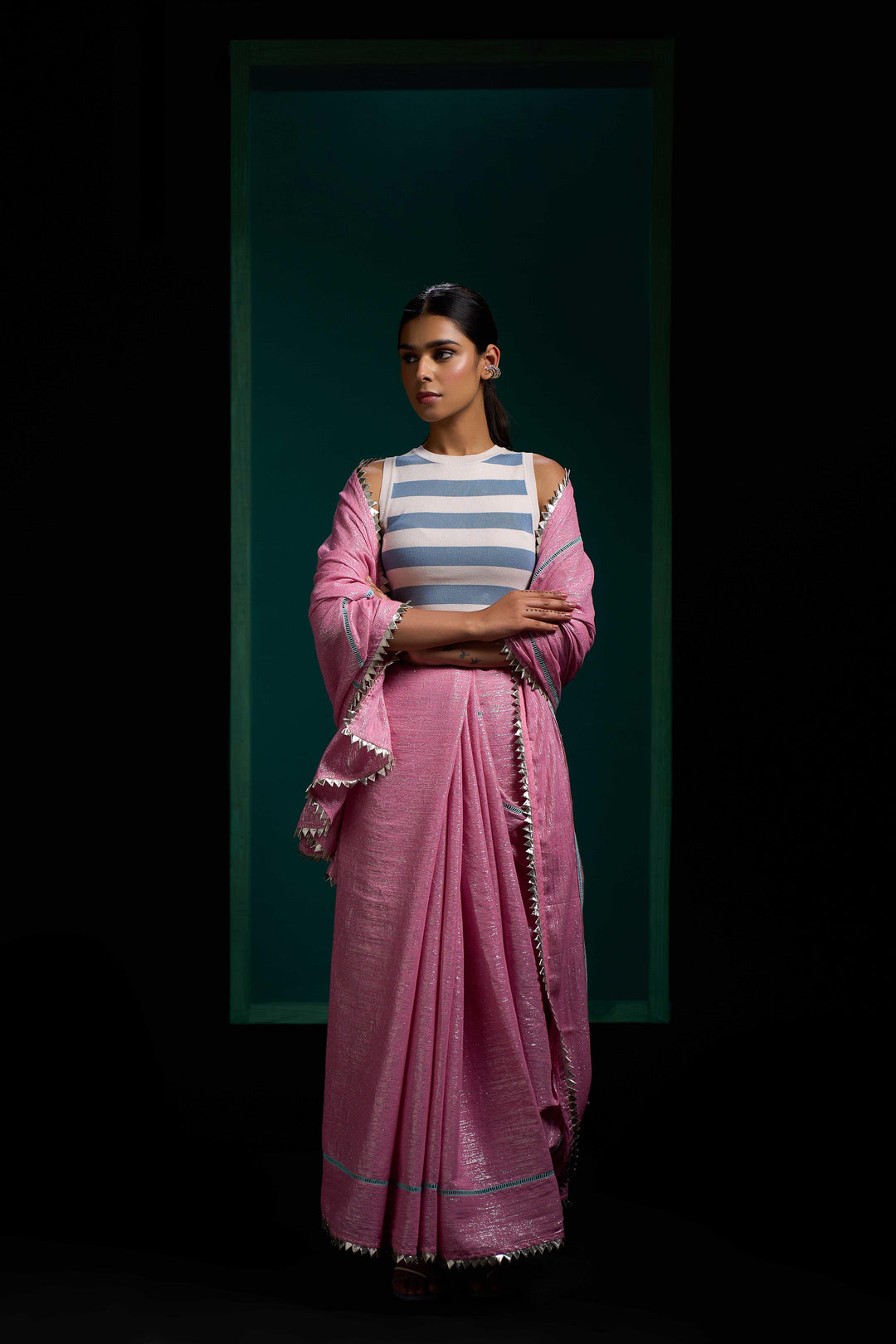 BABY PINK SHIMMER SAREE – HUMDUM